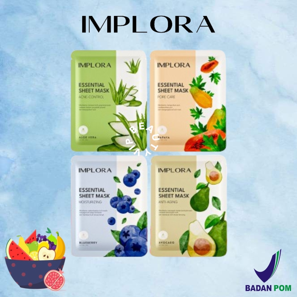 Jual IMPLORA Essential Sheet Mask 25g | Masker Wajah | Shopee Indonesia