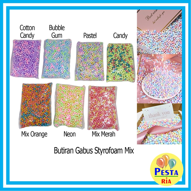 Jual Murah!! (1Pak) Gabus sterofoam MIX WARNA, gabus butiran, gabus mix ...