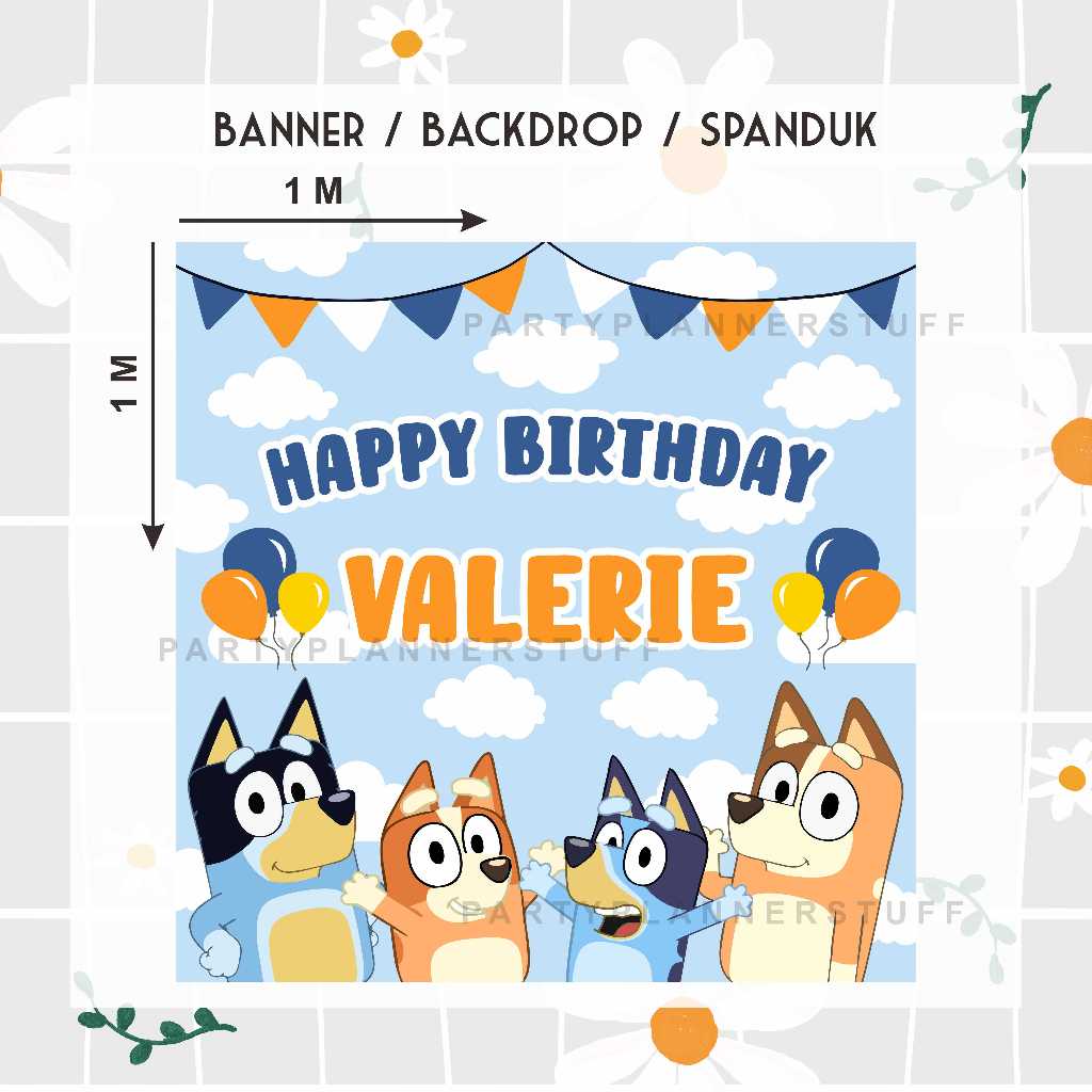 Jual Banner ulang tahun tema cartoon tema bluey heeler / spanduk ultah ...