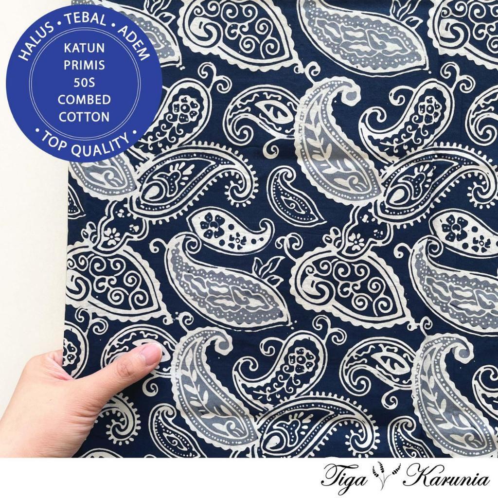 Jual Kain Batik Cap Premium Solo 100% Handmade Pasley Navy Grey KATUN ...