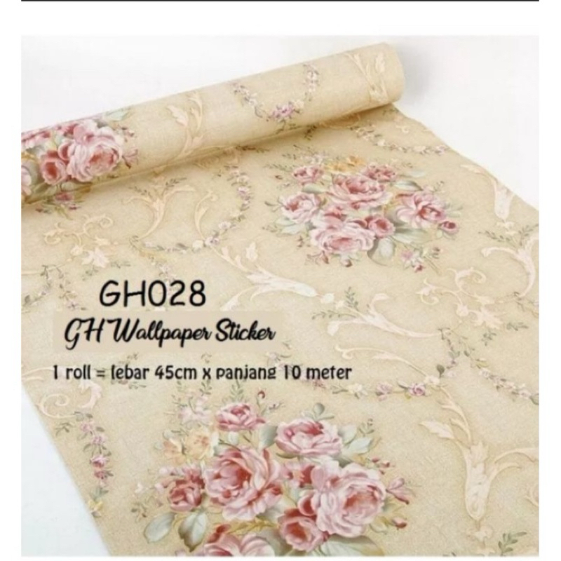 Jual Wallpaper sticker dinding motif Bunga Shabby Krem ukuran 45 cm x 8 ...