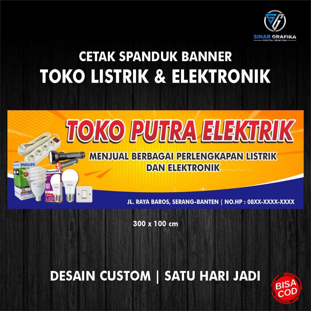 Jual Spanduk Banner Toko Listrik & Elektronik / Bisa Request Desain | Free | Shopee Indonesia