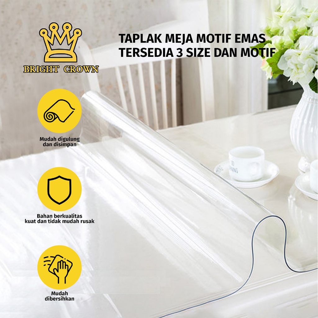 Jual Bright Crown Taplak Meja Transparan Plastik PVC Premium 100x140cm ...