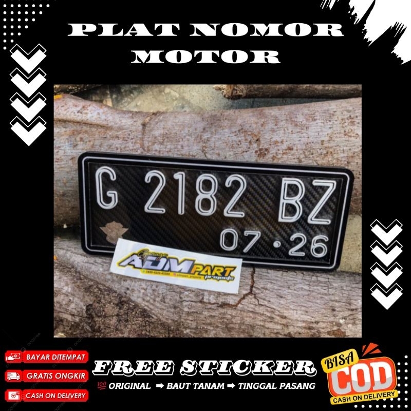 Jual PLAT NOMOR MOTOR BAUT TANAM//PLAT NOMOR MOTOR WARNA HITAM | Shopee ...