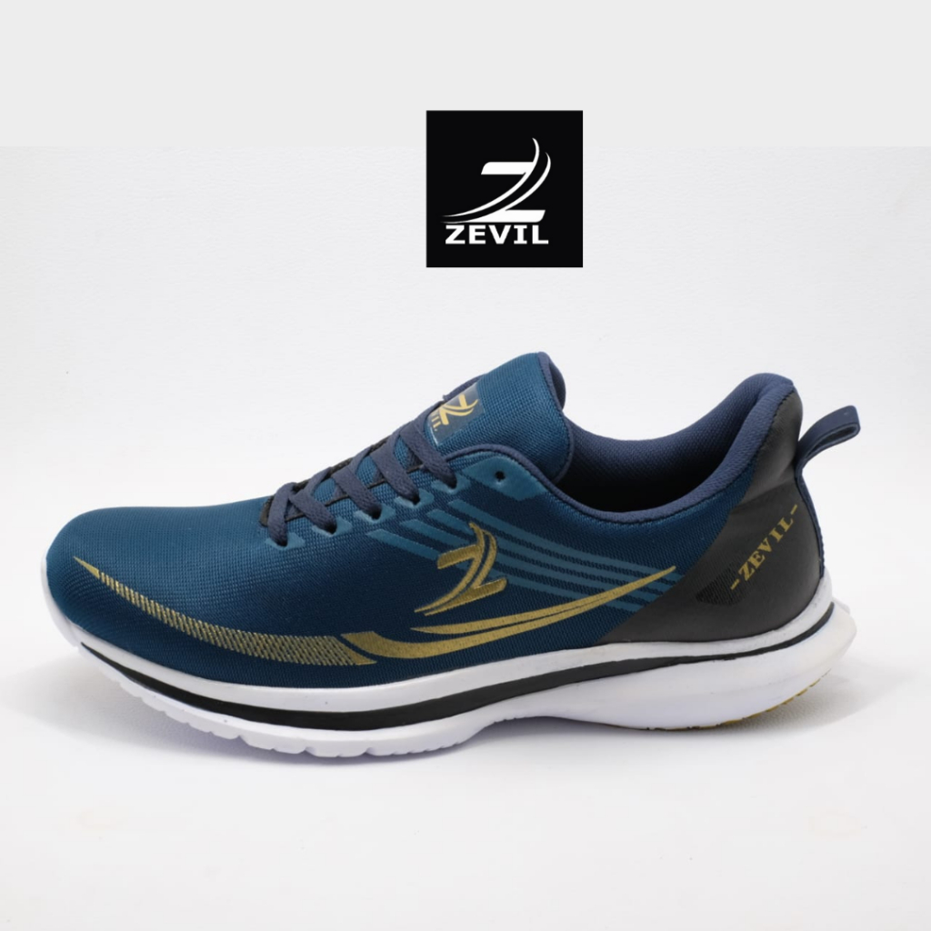 Jual Sepatu Running Olahraga Zevil Rezor Pria Navy Gold Sepatu Sneakers Kets Kasual Jogging ...