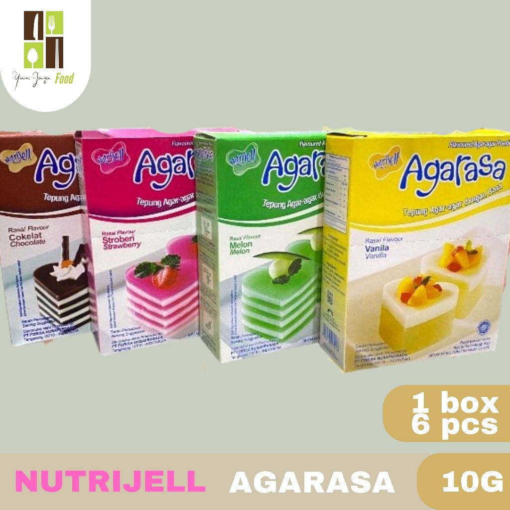 Jual Nutrijel Agarasa/Agar-Agar Rasa Coklat/Vanila/Strawberry/Melon BOX ...