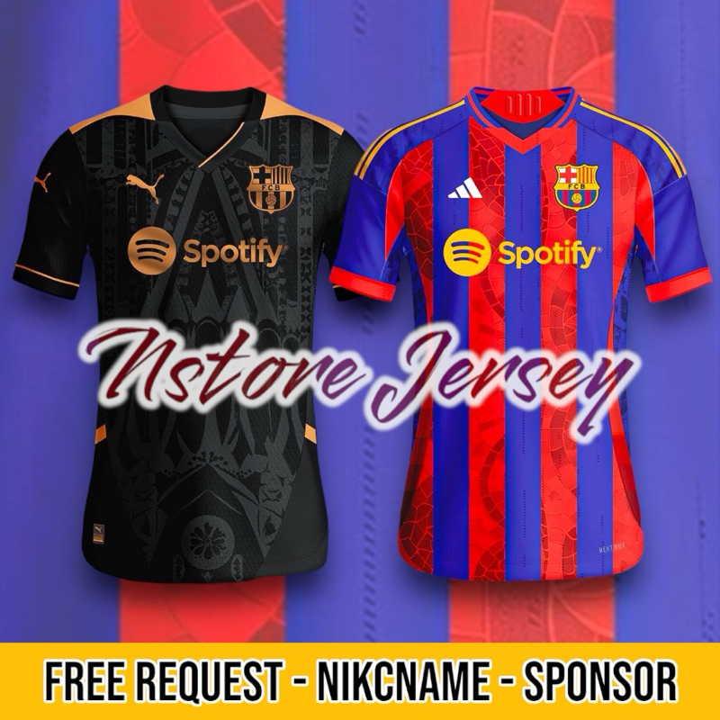 Jual Jersey Barcelona Home Away Concept Desain 2024 2025 Free namset ...