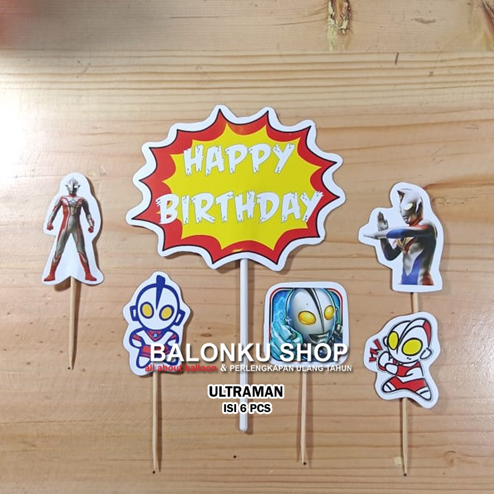 Jual Cake Topper Happy Birthday / Cake Topper Ultraman / Hiasan Kue ...