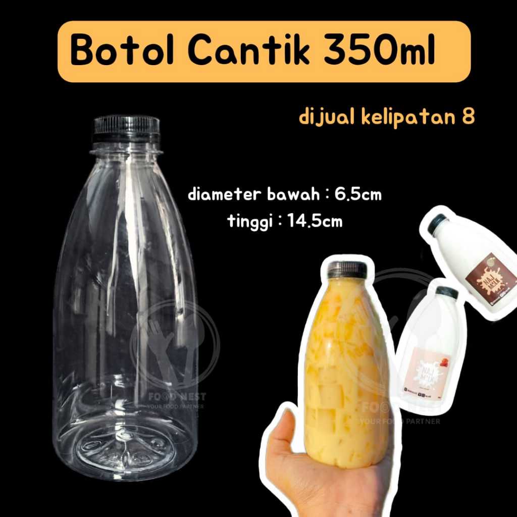 Jual [ KELIPATAN 8 ] botol cantik 350 ml tabal botol plastik 350ml ...