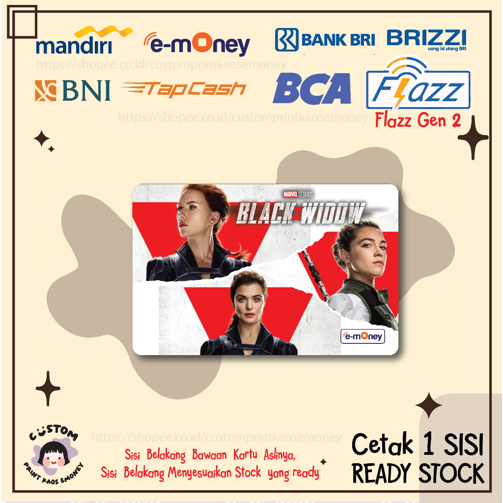 Jual KARTU EMONEY ETOLL SUPERHERO BLACK WIDOW AVENGERS E MONEY ETOLL MANDIRI FLAZZ BCA GEN 2 BNI ...