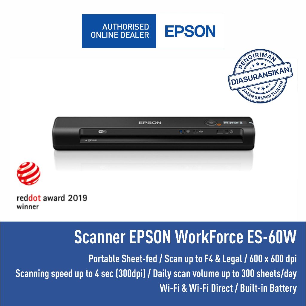 Jual Scanner EPSON ES-60W EPSON ES60W ES 60 W ES 60W ES60 Wi-Fi F4 ...