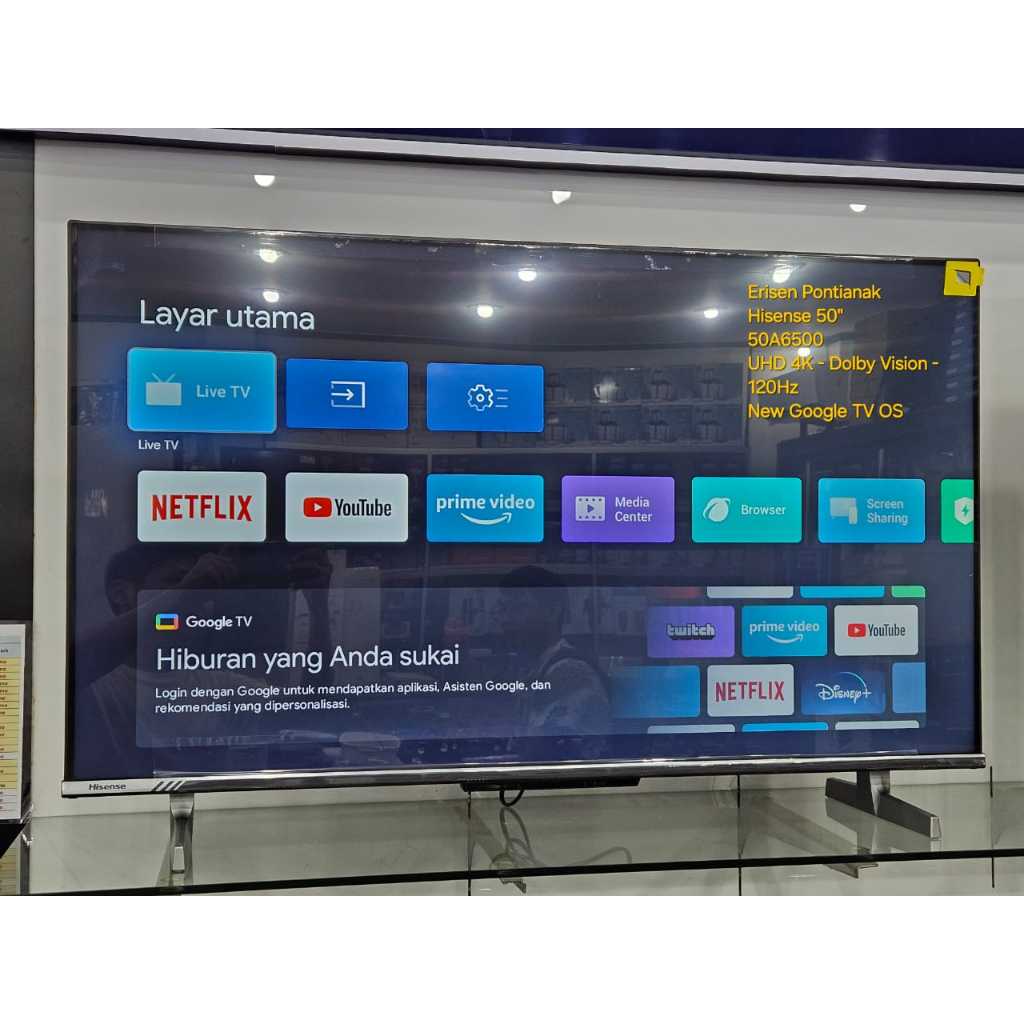 Jual HISENSE LED TV 50" UHD 4K NEW GOOGLE TV OS 50A6500K 120HZ HANDS ...