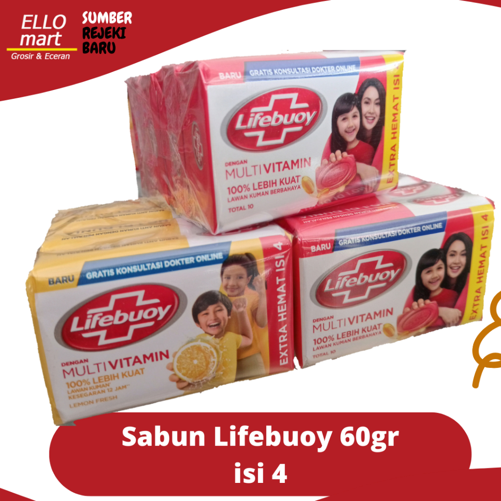 Jual Sabun Lifebuoy Sabun Batang isi 4 Sabun Mandi Life Buoy | Shopee ...