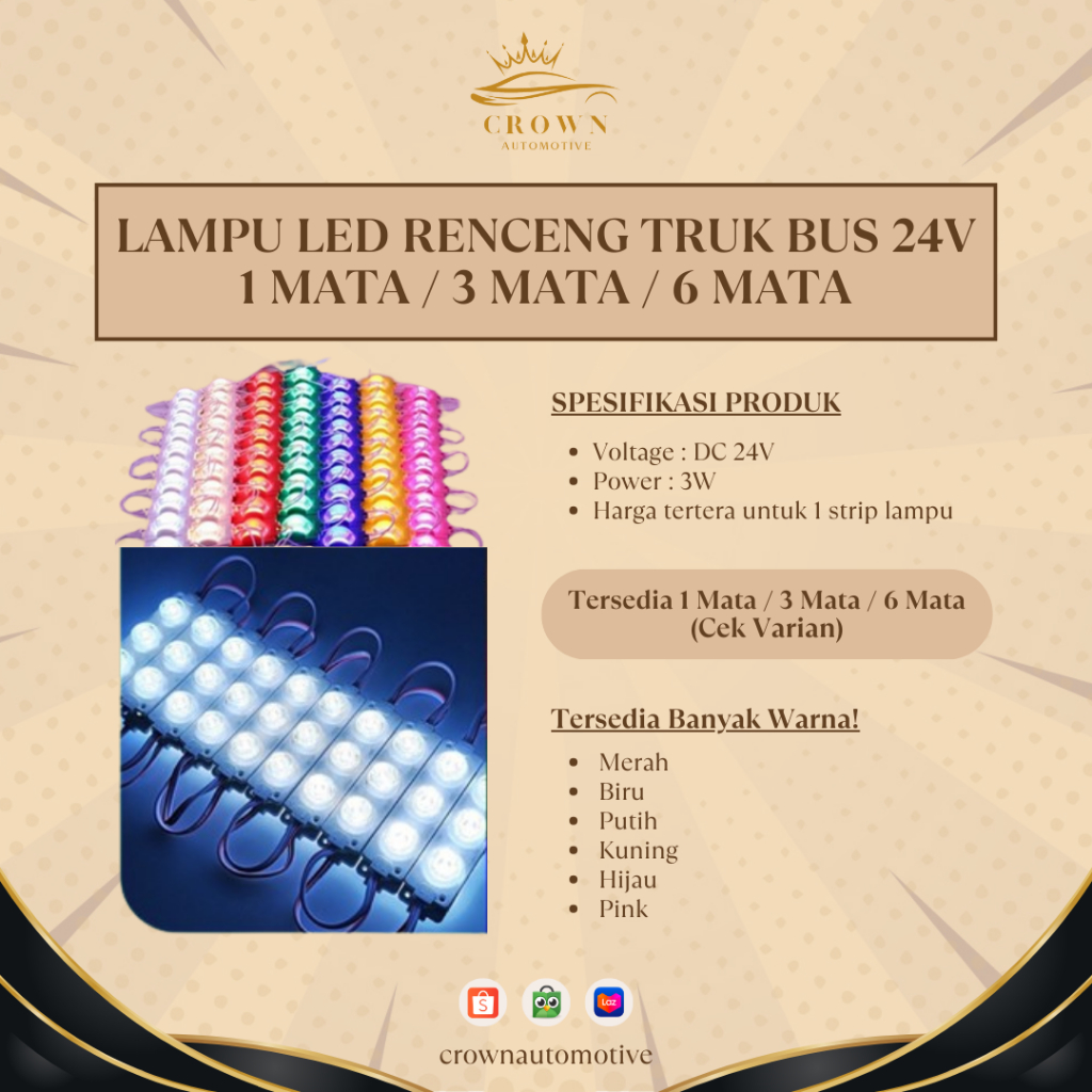 Jual Lampu LED Renceng Truk Bus 24V 1 Mata / 3 Mata / 6 Mata | Shopee ...