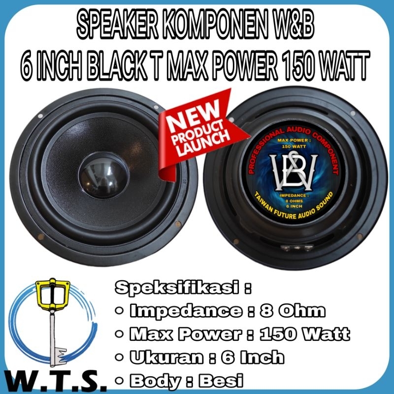Jual Speaker Komponen W&B 6 Inch Black T Max Power 150 Watt | Shopee ...