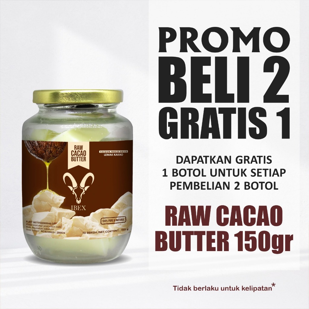 Jual BUY 2 GET 1 FREE ! IBEX - Raw Cacao Butter / Lemak Kakao / Lemak ...