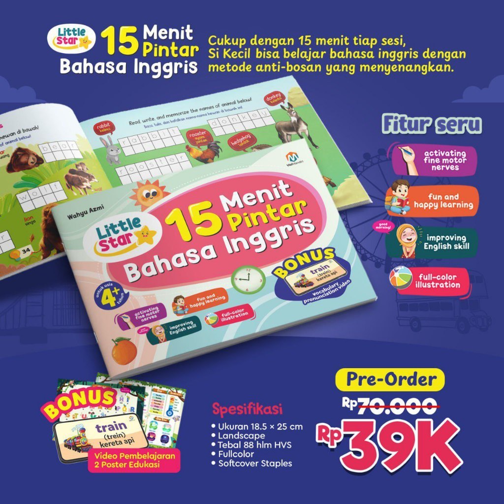 Jual Buku Belajar Bahasa Inggris Untuk Anak , Little Star : 15 Menit ...