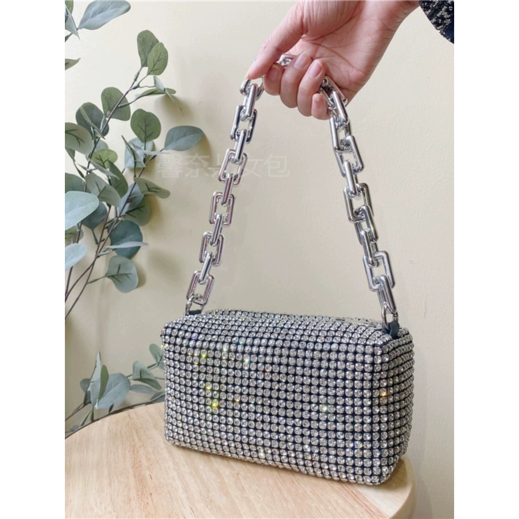 Jual Tas kotak import bling-bling warna hitam rantai keren premium ...