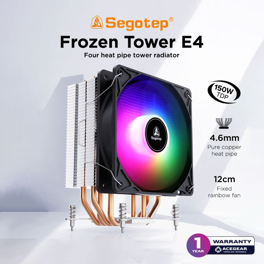 Jual SEGOTEP E4 BLACK FRGB SINGLE TOWER CPU PROCESSOR AIR COOLER | Shopee Indonesia