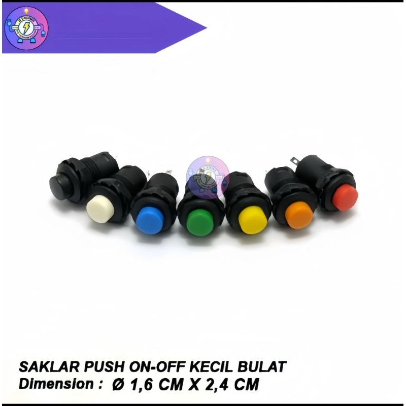 Jual Tombol ON Off Kecil Button Switch Bulat Saklar Elektonik Push ON off ... | Shopee Indonesia