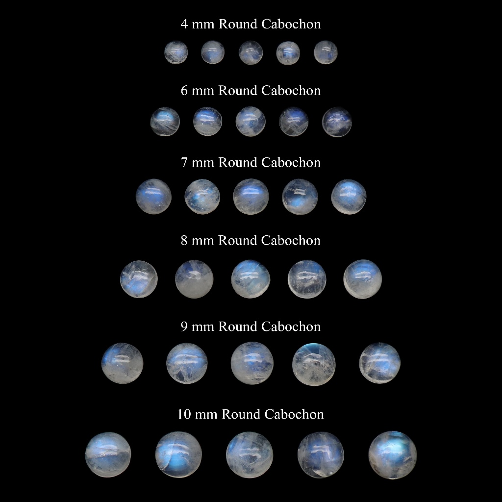 Jual NATURAL RAINBOW MOONSTONES ROUND CABOCHON SIZE 4 mm - 10 mm | BATU ...