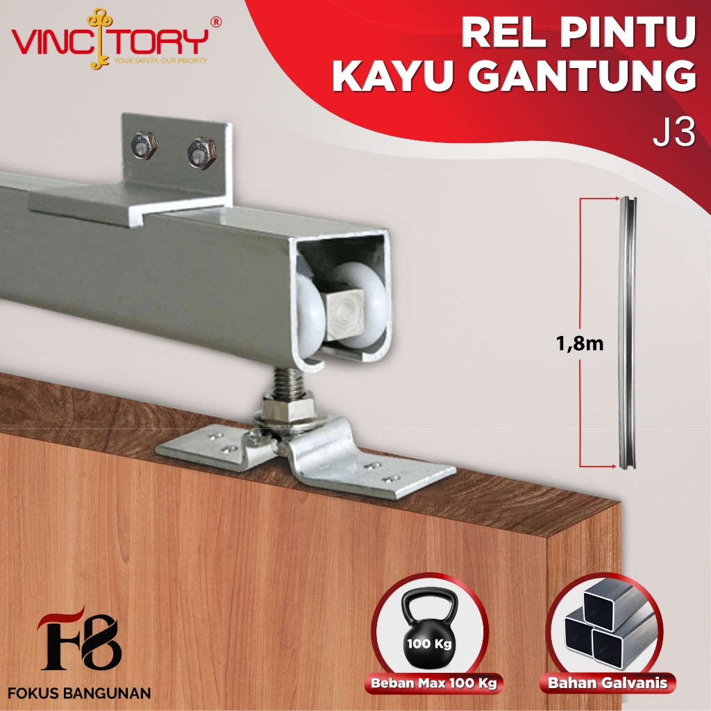 Jual VINCITORY Rel Pintu Kayu Roda Gantung Nilon Sliding Geser Besi ...