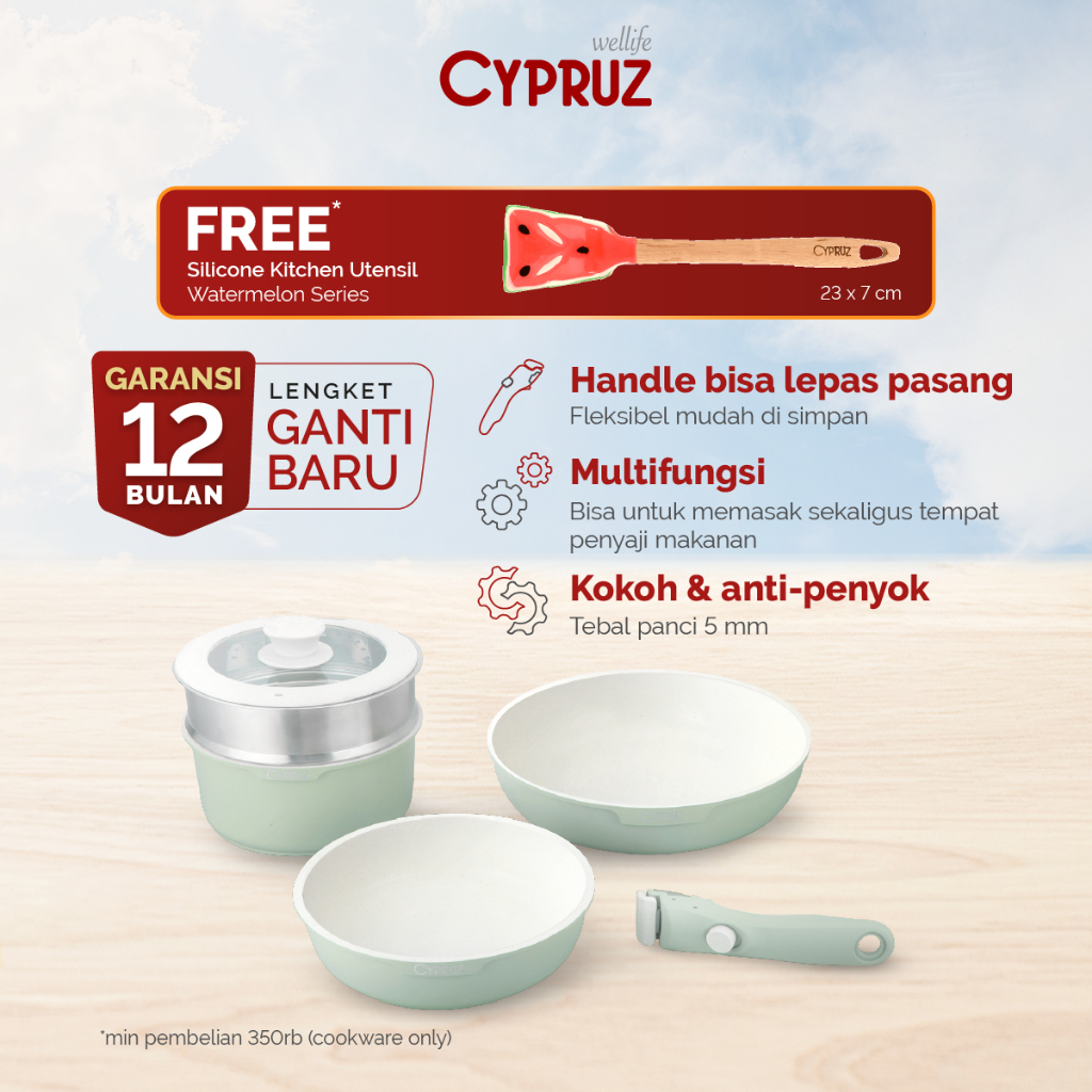 Jual Cypruz Cookware Set Granite Diecast Wajan Set Premium Anti Lengket ...
