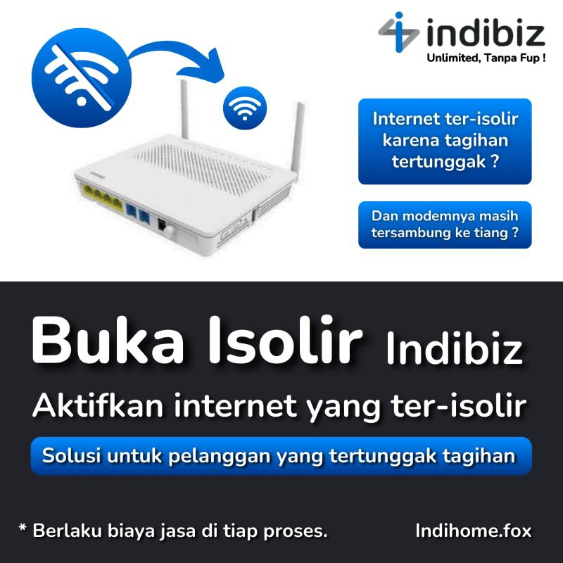Jual Buka Isolir Wifi Indibiz | Speed 50 - 300 Mbps | Aktifkan Kembali ...