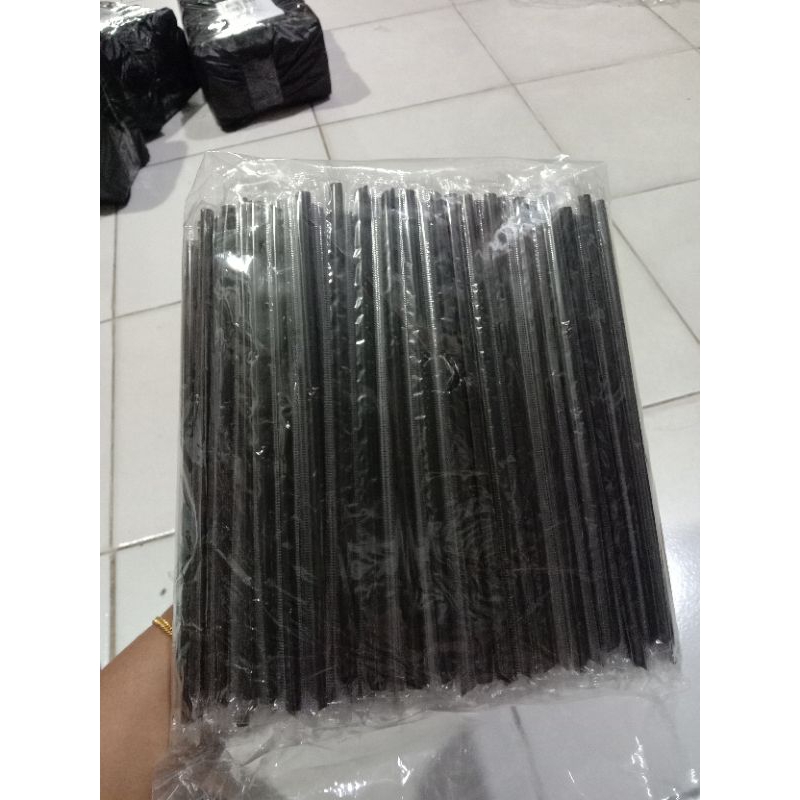 Jual Sedotan Plastik Steril 6mmx20cm / Sedotan hitam Runcing Isi 250pcs ...