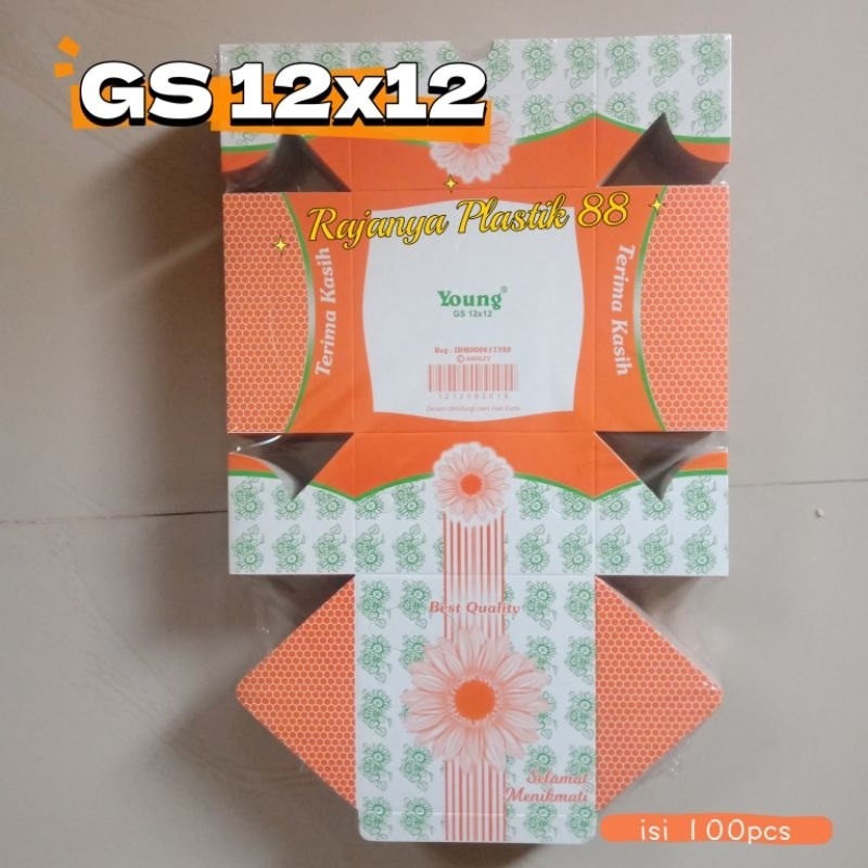 Jual Dus kotak makan snack GS 12x12 motif tebal isi 100pcs | Shopee ...