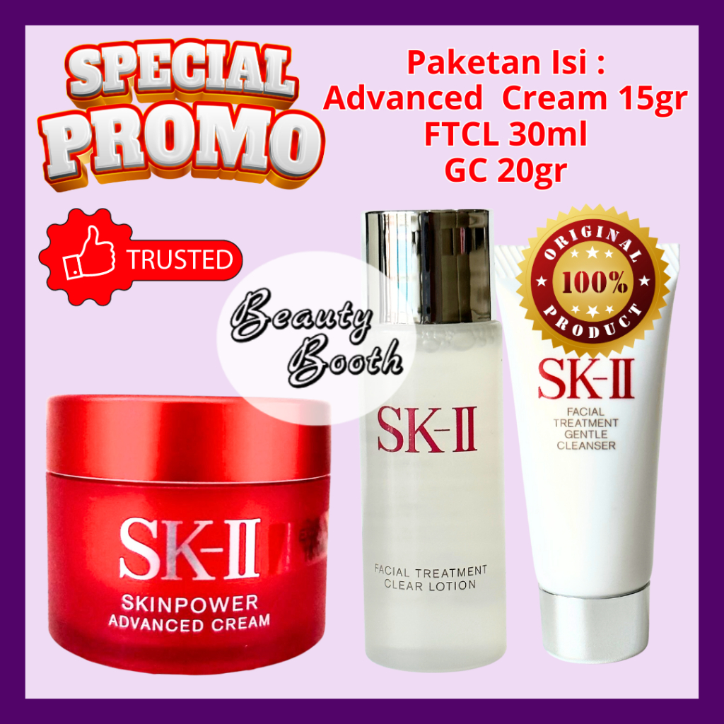 Jual SK-II SKII SK2 FTCL 30ml + Gentle Cleanser 20gr + Skinpower Advanced Cream 15gr | Clear ...
