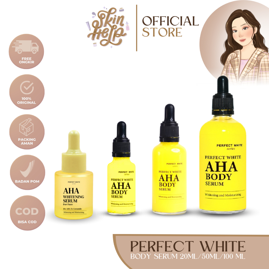 Jual PERFECT WHITE AHA BODY SERUM 50ML BIG SIZE WHITENING AND ...