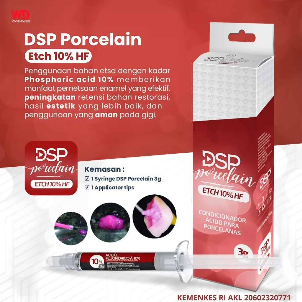 Jual Dental Etching Porcelain DSP etch 10% etsa etchan fluoride acid ...