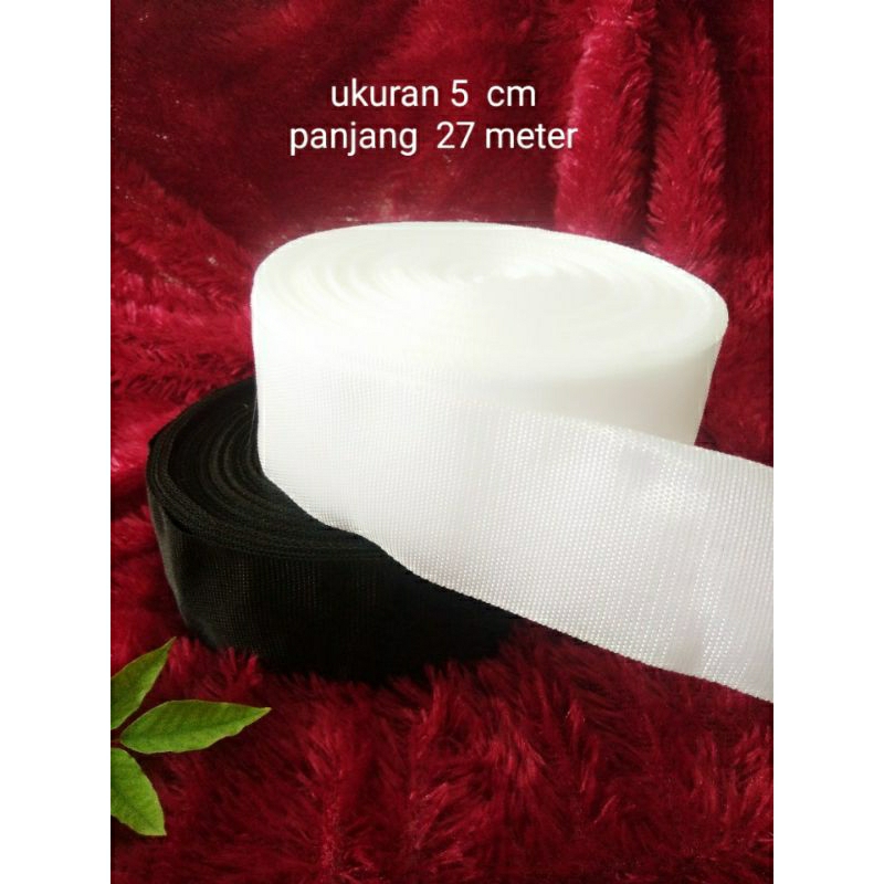 Jual webbing bisban 5 cm putih hitam bisban tas bisban murah | Shopee ...