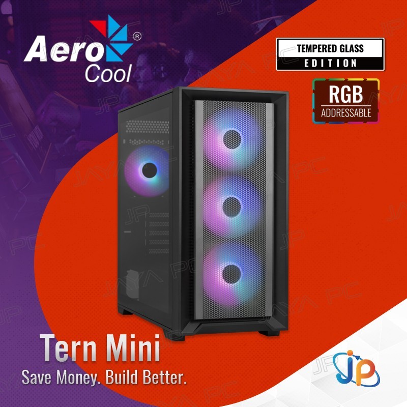 Jual Aerocool Gaming CPU Case Tern Mini V2 ARGB - Tempered Glass Casing ...