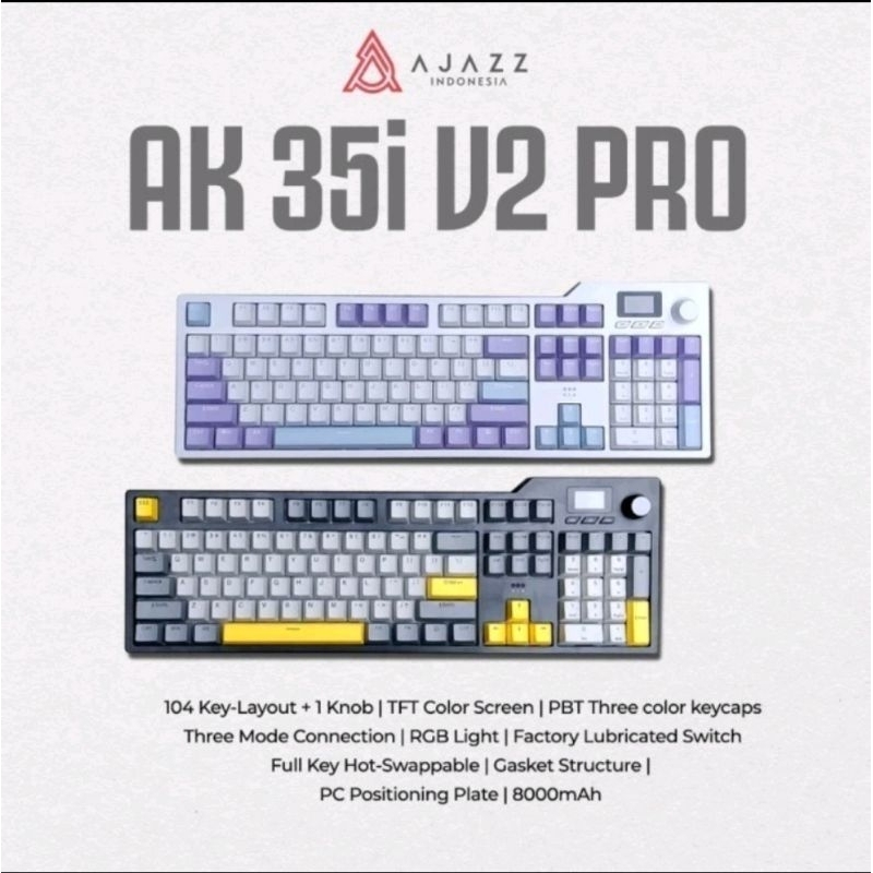 Jual Ajazz AK35i V2 PRO Full-size Mechanical Keyboard 3-Mode RGB w/ TFT ...
