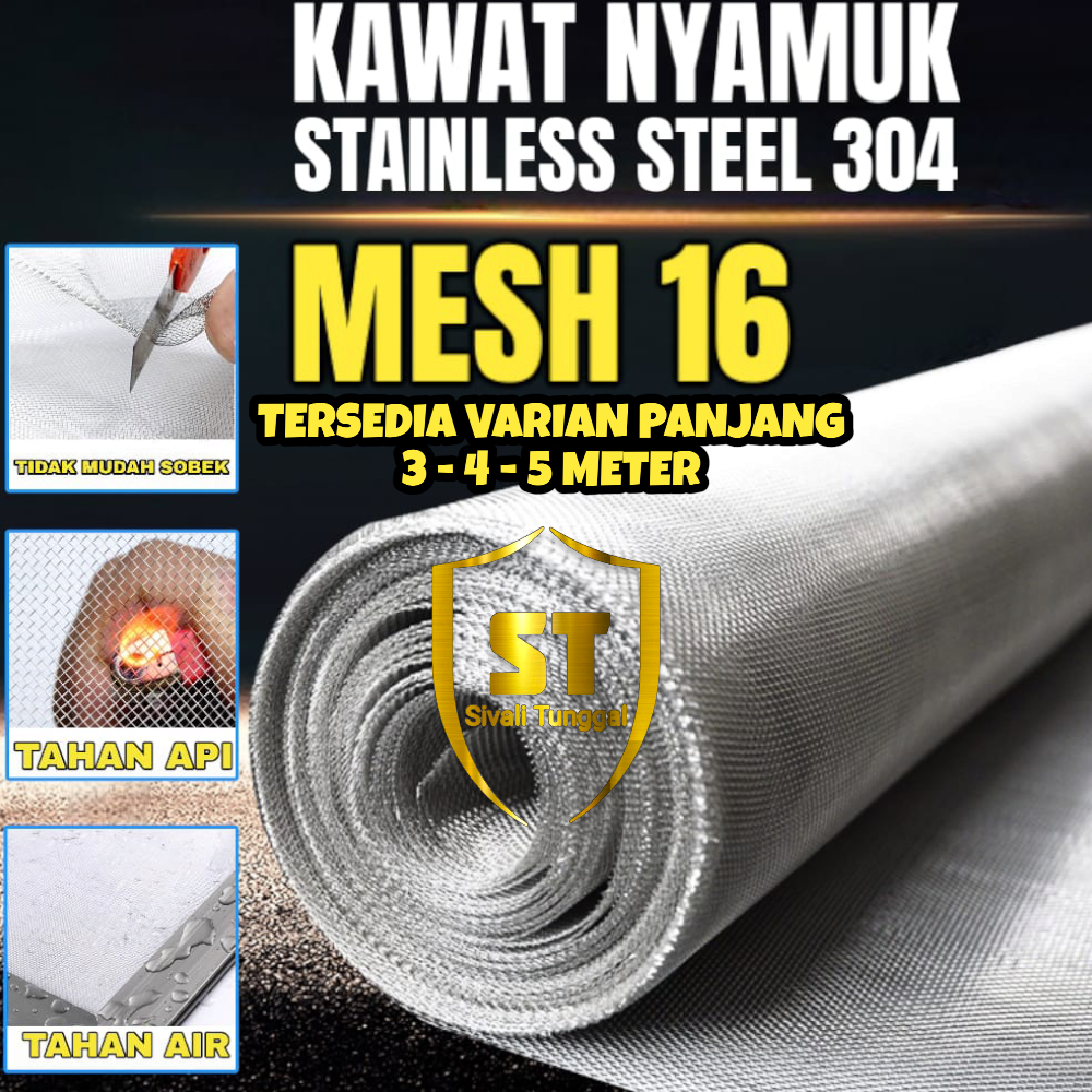 Jual kasa/kawat nyamuk stainless 304 Mesh 16x0.28mm | Shopee Indonesia