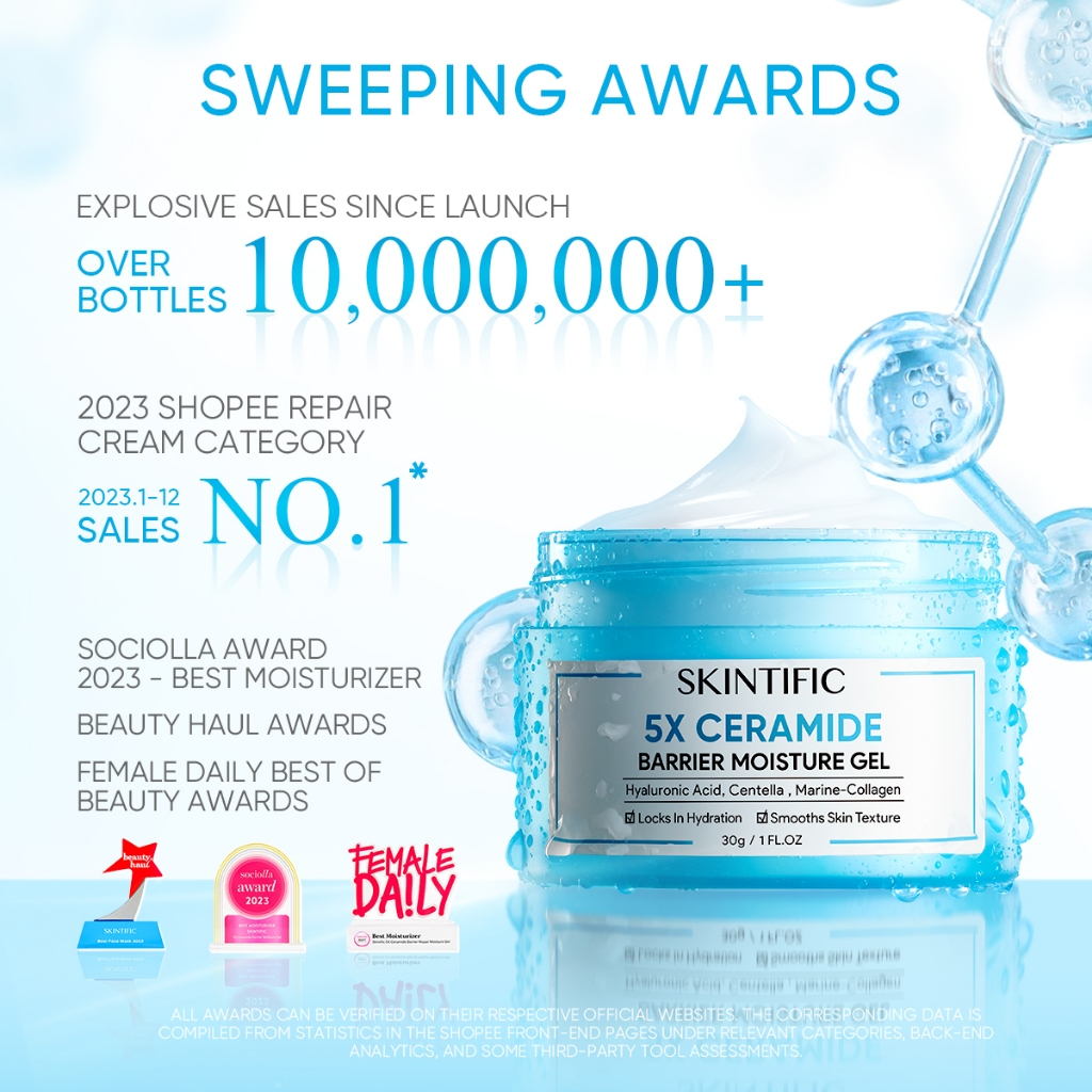 Jual SKINTIFIC - 5X Ceramide Barrier Moisturizer Gel 30g / MSH Niacinamide Brightening ...