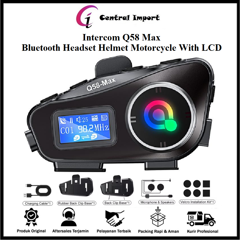 Jual Intercom Q58 Max Helm Bluetooth Headset Helmet Motorcycle LCD Display | Shopee Indonesia