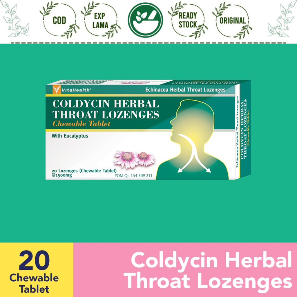 Jual VITAHEALTH COLDYCIN HERBAL THROAT LOZENGES 20 CHEWABLE TABLET ...