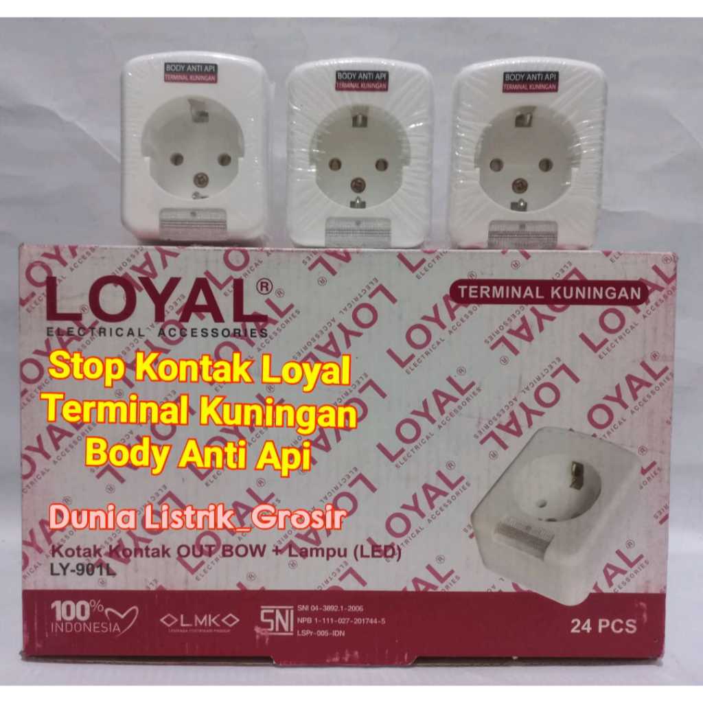 Jual GROSIR!!! LOYAL Stop Kontak Arde LY-901L Led Lubang 1 Outbow Colokan Terminal Kuningan SNI ...