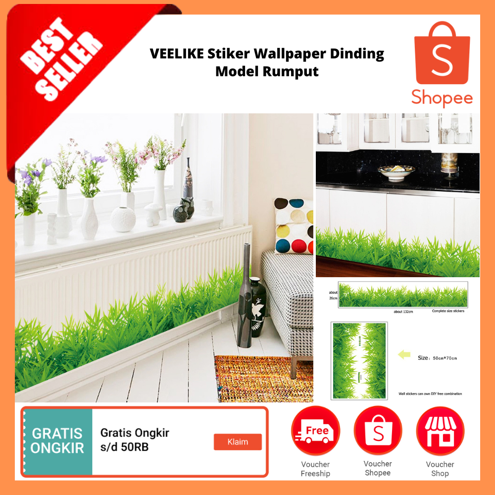 Jual Stiker Wallpaper Dinding Model Rumput / Stiker Dinding PVC ...