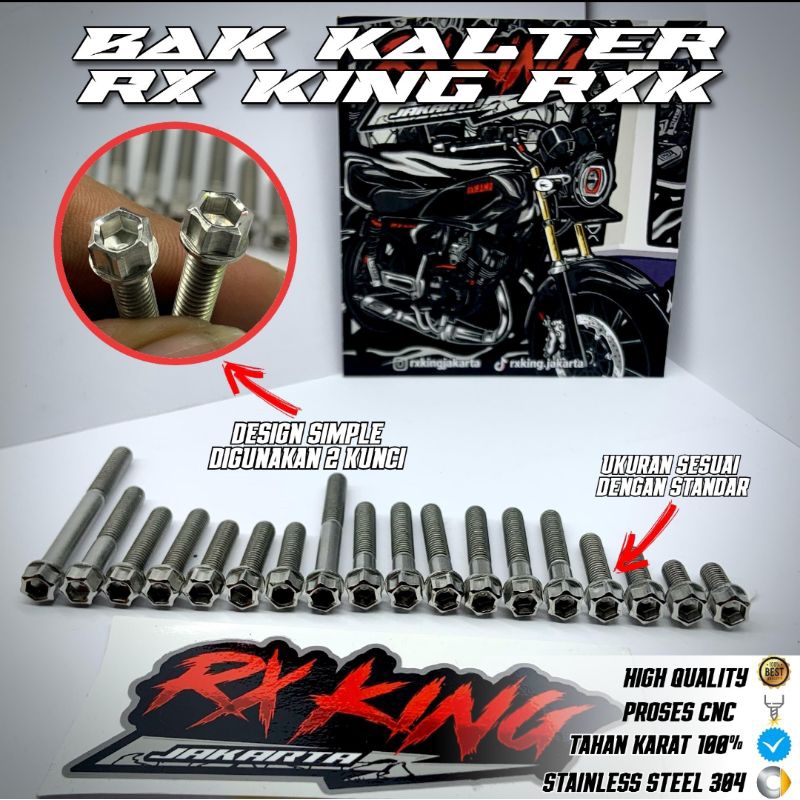 Jual baut bak mesin kopling magnit rx king rxking stainlist stenlis asli CNC motif titanium ...