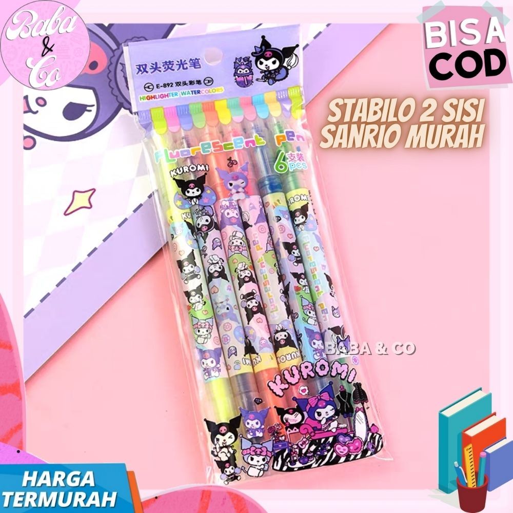 Jual HIGHLIGHTER 2 SISI SANRIO MURAH STABILO DUA SISI SANRIO LUCU UNIK ...