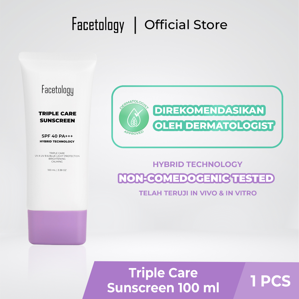 Jual Facetology [NON COMEDOGENIC SUNSCREEN TESTED] BIG SIZE Triple Care ...