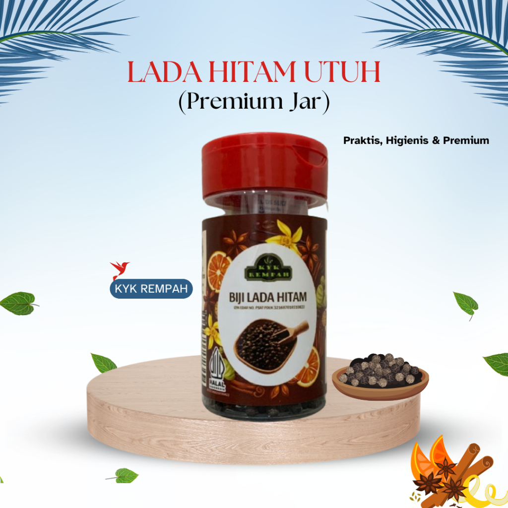 Jual Lada Hitam Utuh Premium JAR | Biji Lada Hitam | Black Pepper ...