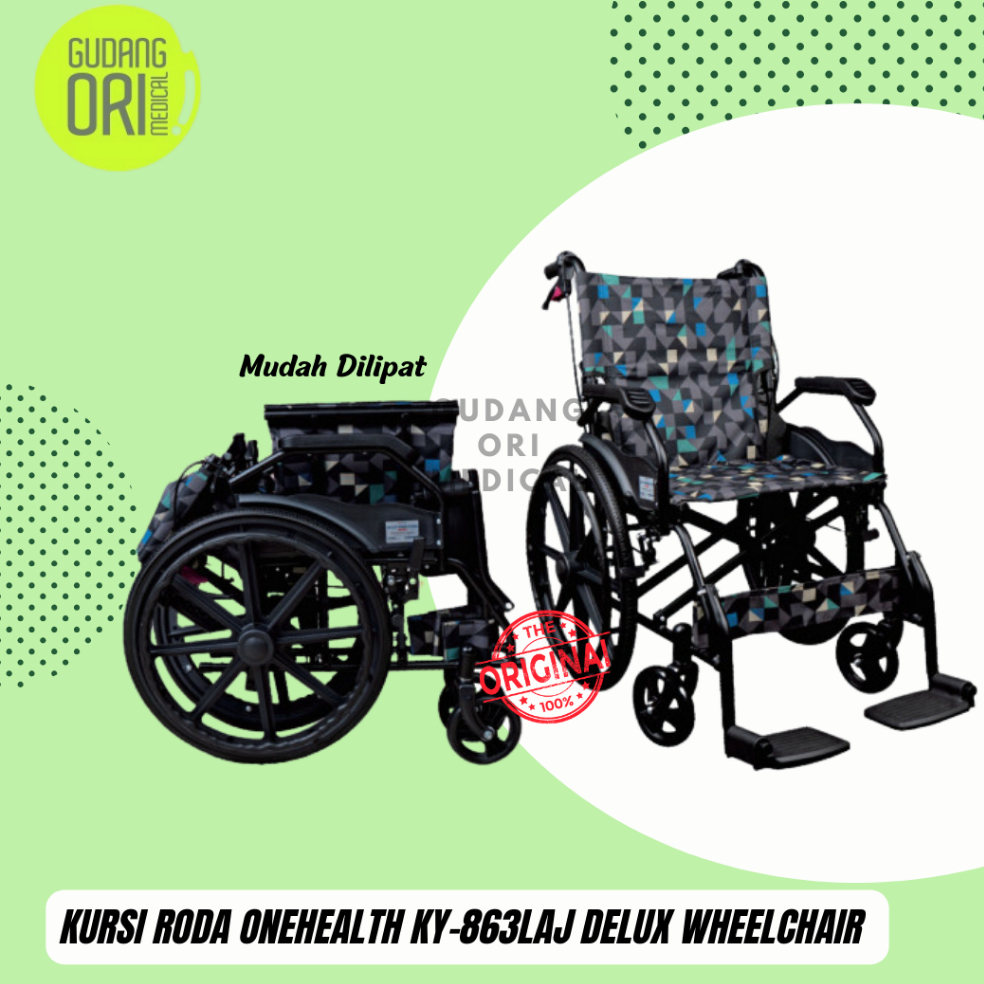 Jual Kursi Roda OneHealth KY863LAJ Delux Steel Wheelchair Alat Bantu ...