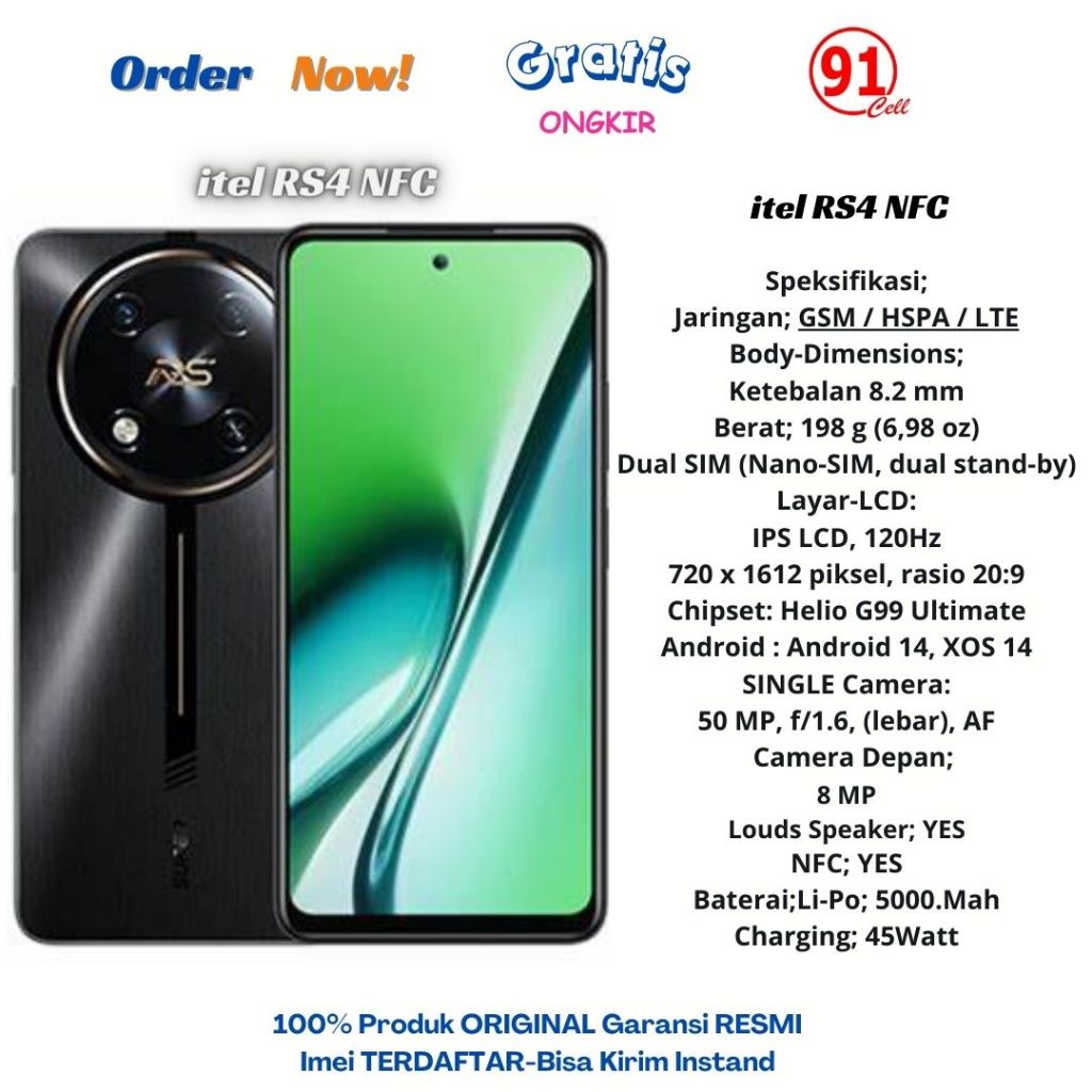 Jual Itel RS4 4G NFC Ram12/256gb + extended 8gb Garansi Resmi 1Tahun | Shopee Indonesia