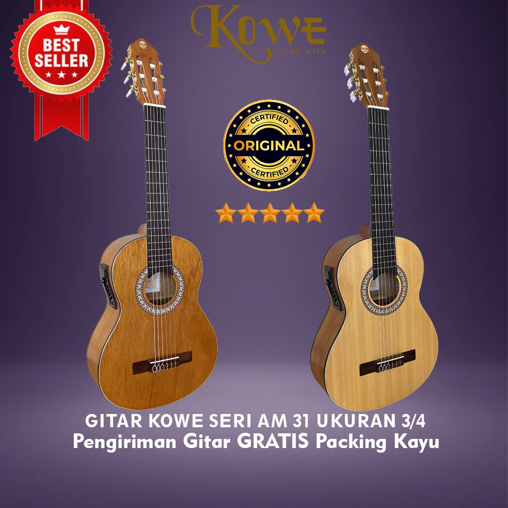 Jual Gitar Elektrik/Akustik KOWE Nilon SERI AM 31 Packing Kayu | Shopee ...