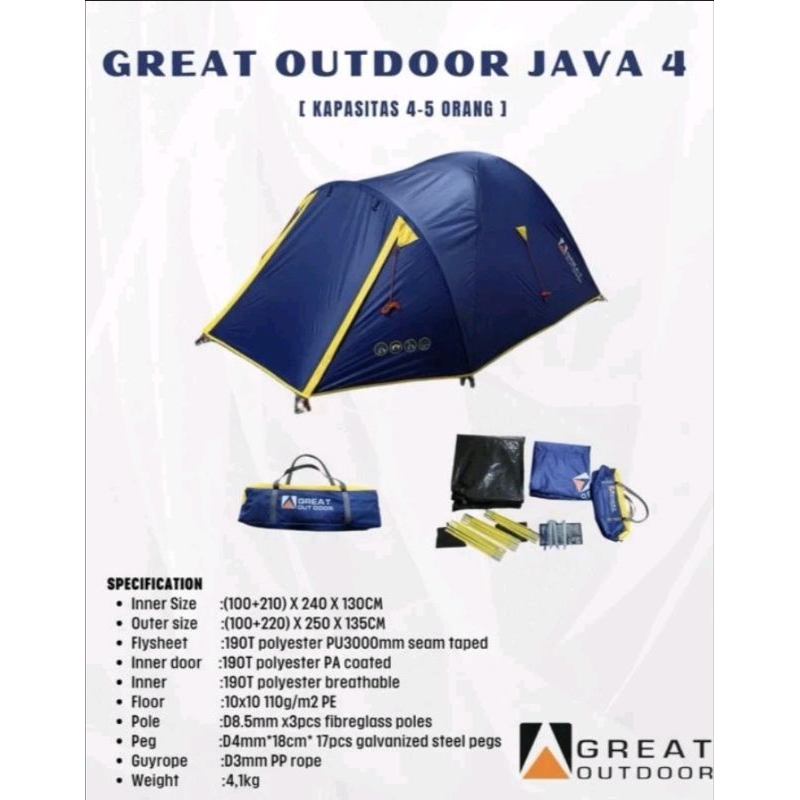 Jual Tenda Camping Tendaki Borneo 4 Nsm 4 Java 4 Light Arundaya 4+ Air Java 4 Pro Kapasitas 4 5 ...